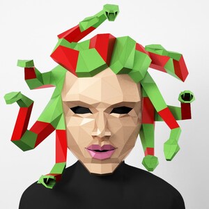 Medusa Gorgon Mask PDF Template, Medusa Gorgon Costume, Cosplay Paper ...