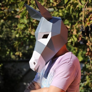 Donkey Mask DIY: Low Poly Paper Craft Template (PDF) - Etsy