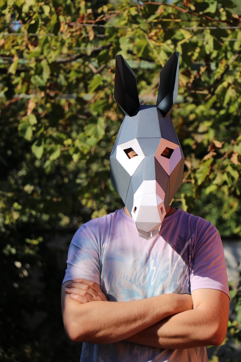 Máscara de burro DIY: Plantilla de papel de baja poligonización (PDF ...