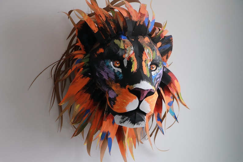 Lion Wall Head – Paper Craft Template for DIY Bold Wall Decor - Etsy