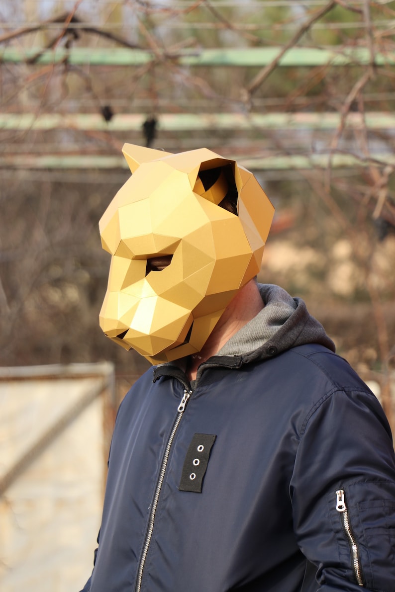 Panther Mask Low Poly Paper Craft PDF Template Black - Etsy