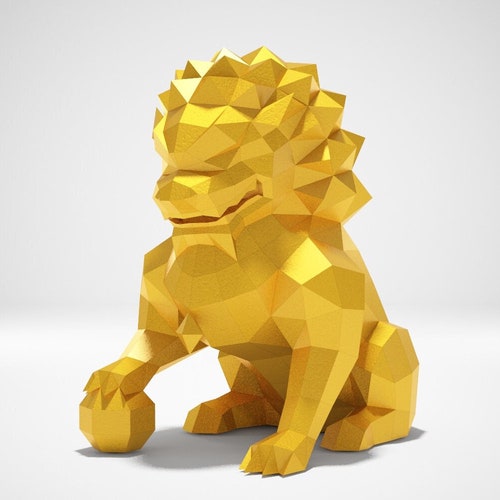 Papercraft Lion Printable DIY Template 3D PDF Download Low - Etsy