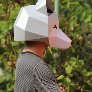 Wolf Mask, Low Poly Wolf, DIY Paper Craft Mask Wolf, PDF Template for ...