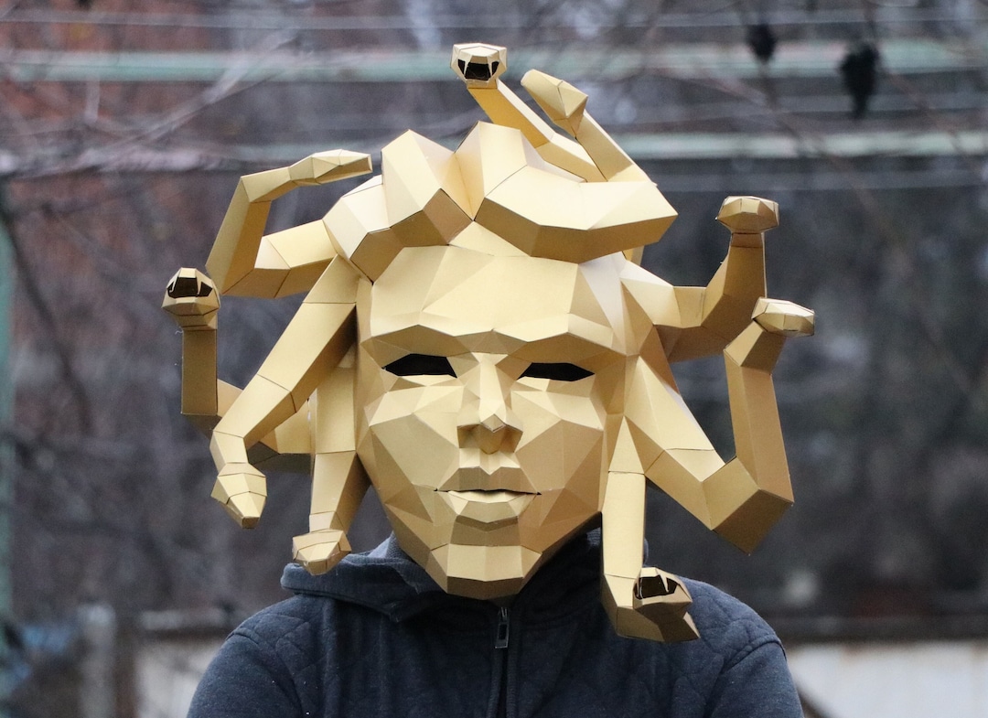 Medusa Gorgon Mask PDF Template, Medusa Gorgon Costume, Cosplay Paper ...