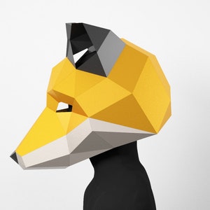 Fox Mask DIY Low Poly Mask Paper Craft Mask Pdf Template 3D - Etsy