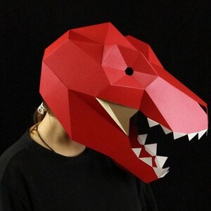 T-rex Low Poly Mask, DIY Paper Craft Mask Dinosaur, PDF Template for 3D ...