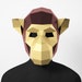 Chimpanzee Monkey Mask Low Poly, Diy Paper Craft, PDF Template 3D Masks ...