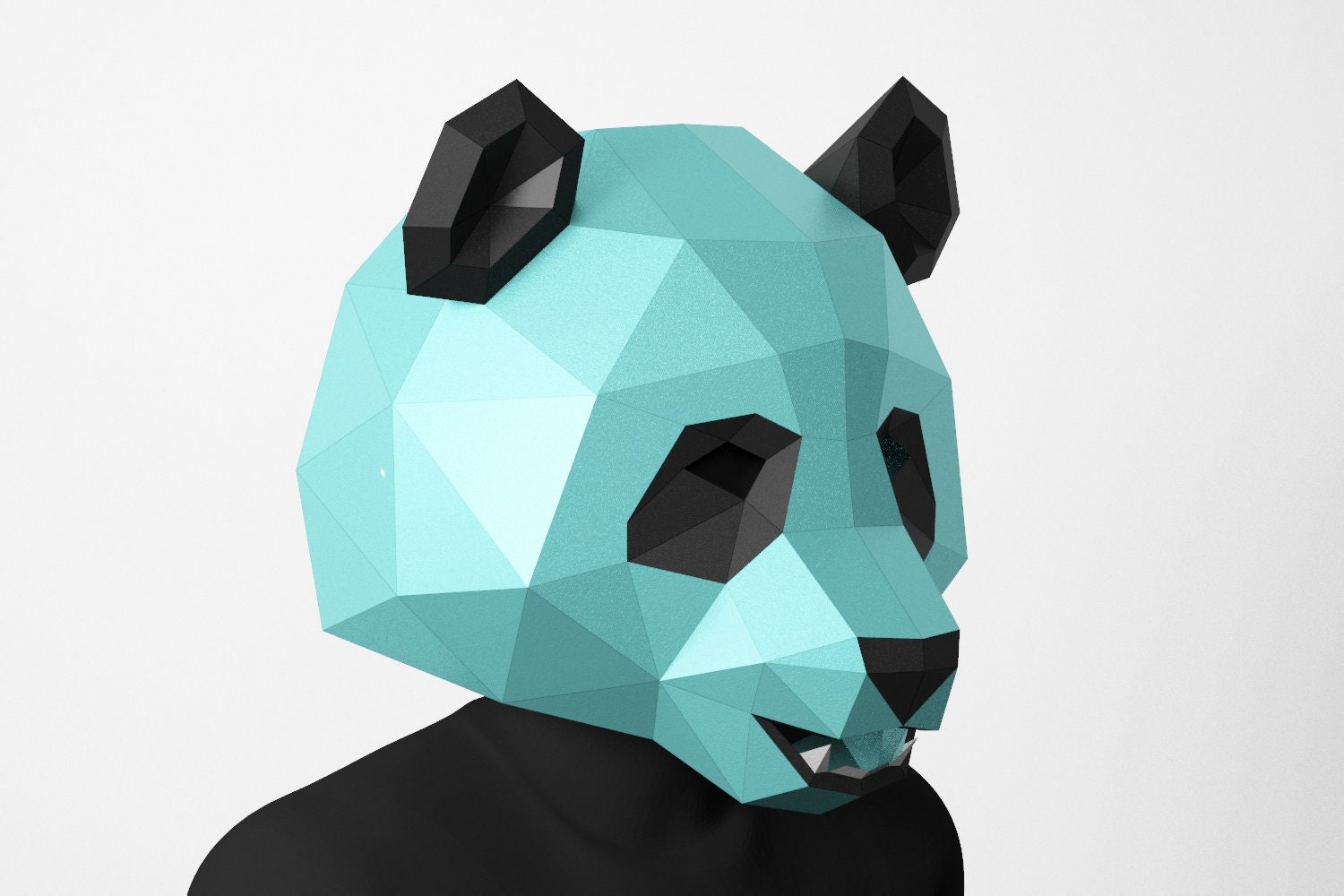 Panda Mask PDF Template DIY Papercraft Mask Polygonal Panda - Etsy
