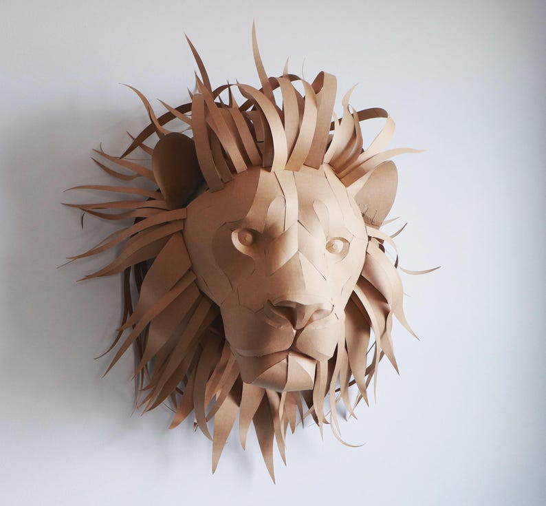 Lion Wall Head – Paper Craft Template for DIY Bold Wall Decor - Etsy