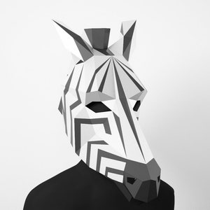Low Poly Zebra Mask: DIY Papercraft Costume (PDF Template) - Etsy