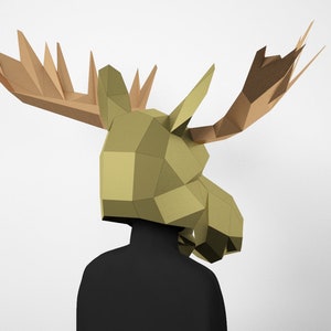 Elk Mask, Moose Mask, Kid Costume, Animal Mask, Moose Gift, Low Poly ...