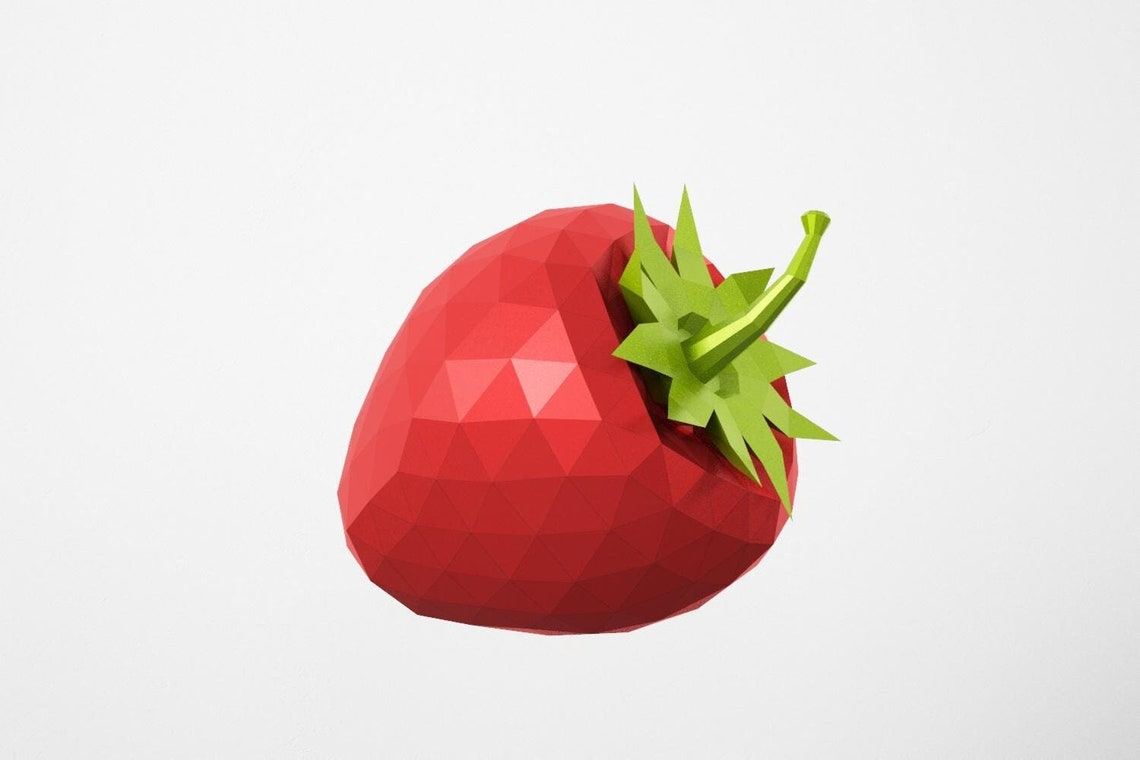 Strawberry Low Poly PDF Template - Etsy