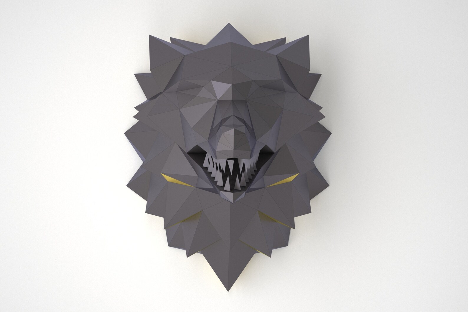 She-wolf Head Polygonal Wall Sculpture, DIY Papercraft Template (pdf ...