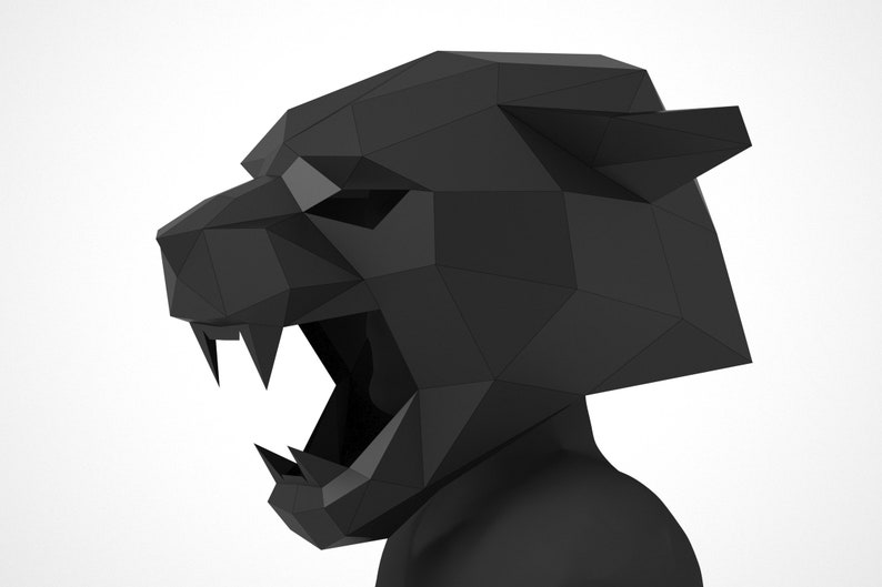 Puma Mask Template: Low Poly 3D Papercraft Costume (PDF, SVG, DXF) - Etsy