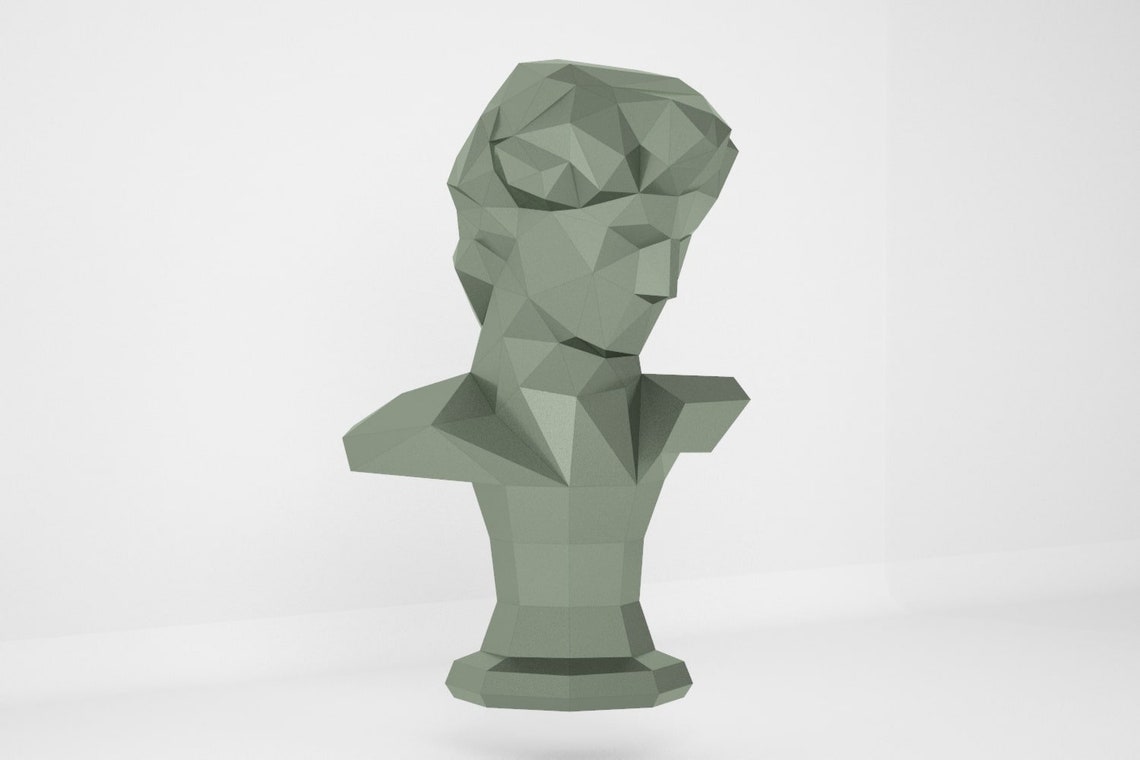 Low Poly David Bust Sculpture: 3D Paper Craft PDF Template - Etsy