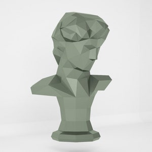 Low Poly David Bust Sculpture: 3D Paper Craft PDF Template - Etsy