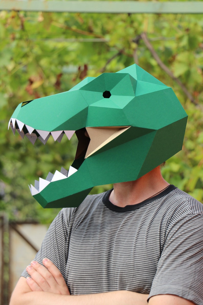 T-rex Low Poly Mask DIY Paper Craft Mask Dinosaur PDF - Etsy