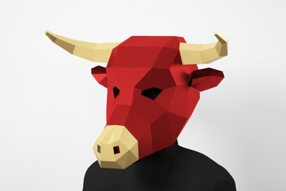 Bull Low Poly Mask DIY Paper Craft Mask PDF Template for 3D - Etsy Canada