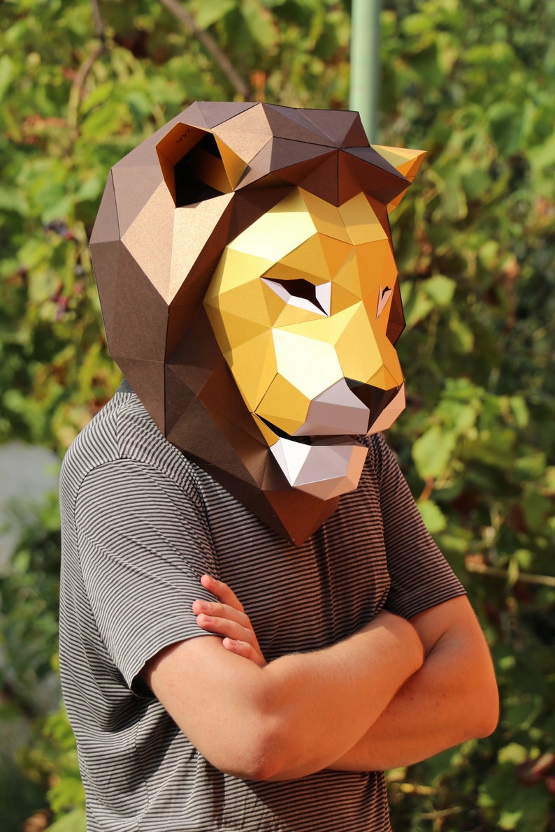 Masks of the Lion and Lioness Low Poly Paper Craft Mask Pdf - Etsy