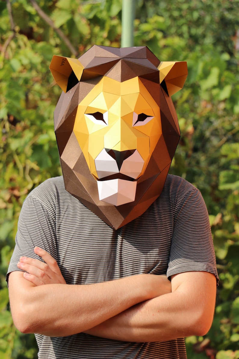 Masks of the Lion and Lioness Low Poly Paper Craft Mask Pdf - Etsy