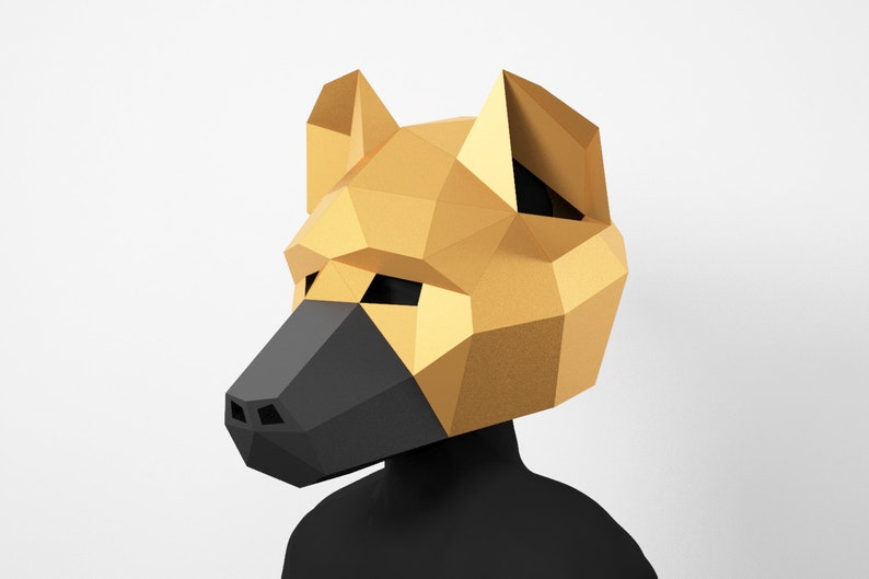 Hyena Low Poly Mask DIY Paper Craft Mask Hyena PDF Template - Etsy