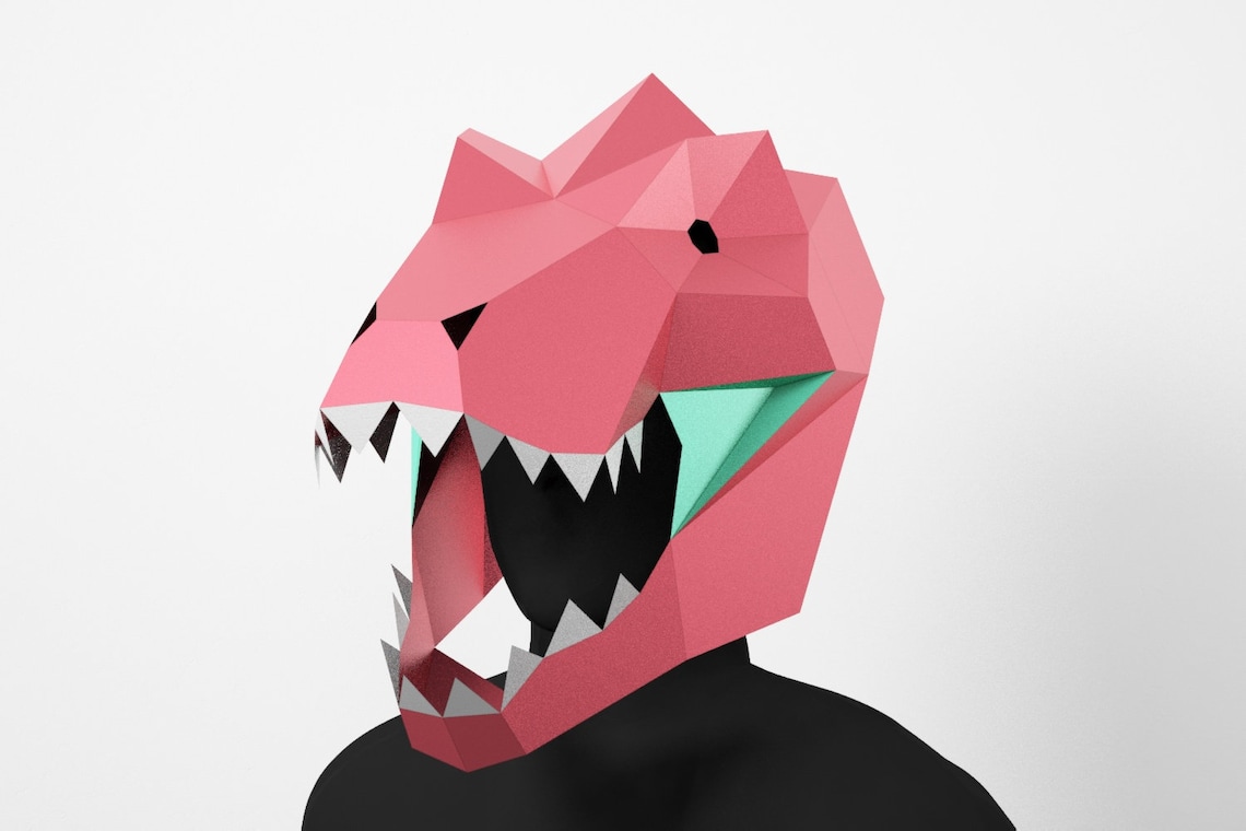 T-rex Low Poly Mask DIY Paper Craft Mask Dinosaur PDF - Etsy