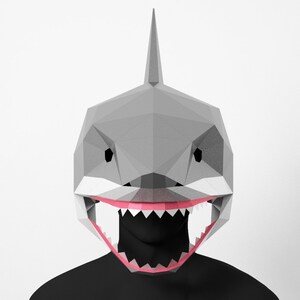 Shark Mask PDF Template, DIY Cardboard Pattern, Paper Art, Polygonal ...