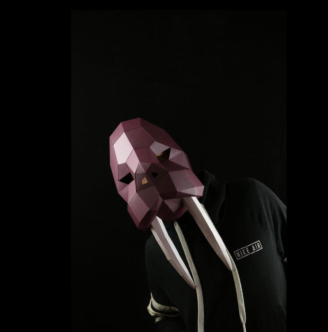 Walrus Mask, Kid Costume, Papercraft Template, 3d Mask, Paper Art, 3d ...