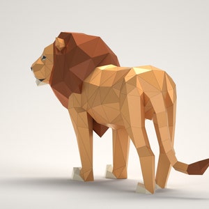 Big Lion Papercraft, 3d Paper Craft, PDF A3 Template DXF and SVG Files ...