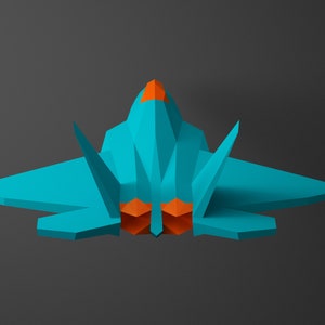 F-22 Raptor Paper Model: Low Poly Fighter Aircraft DIY Decor (PDF ...