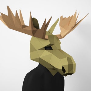 Elk Mask, Moose Mask, Kid Costume, Animal Mask, Moose Gift, Low Poly ...