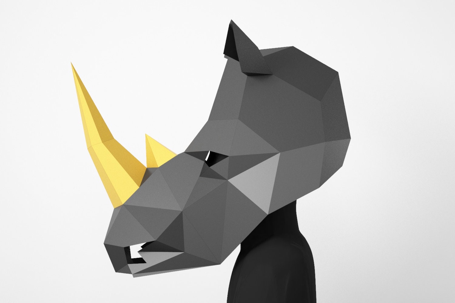 Rhino Mask, Low Poly Mask, DIY Paper Craft, Mask Rhino, PDF Template ...