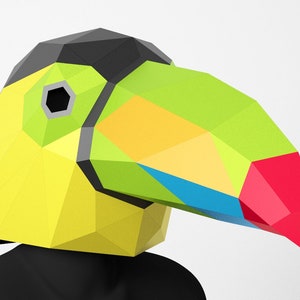 Polygonal Toucan Mask, PDF Template, Toucan Birds, Polygonal Paper Art ...