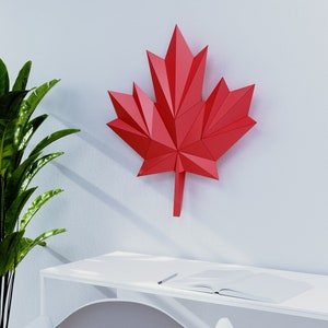 Maple Leaf Canadian Flag, Diy Papercraft , Wall Decor Polygonal , PDF ...