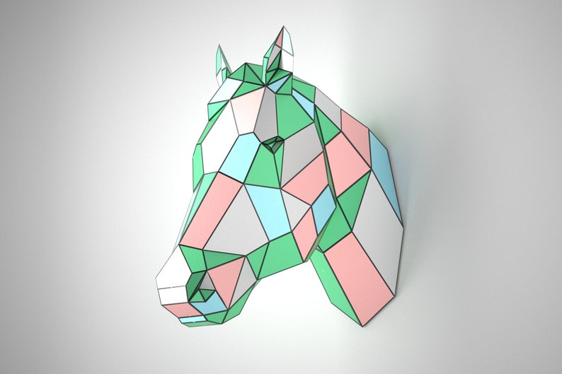 Horse Head Low Poly, Diy Polygonal Wall Decor, PDF Template DXF and SVG ...