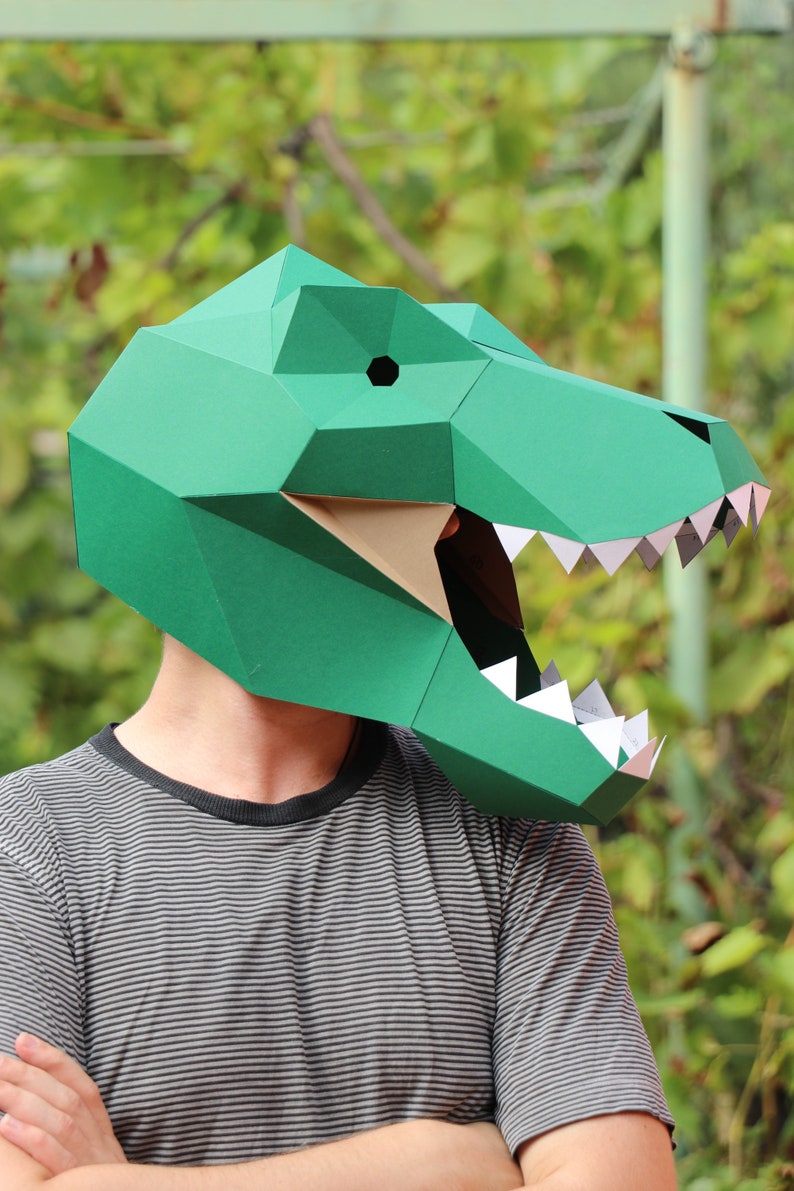 T-rex Low Poly Mask DIY Paper Craft Mask Dinosaur PDF - Etsy