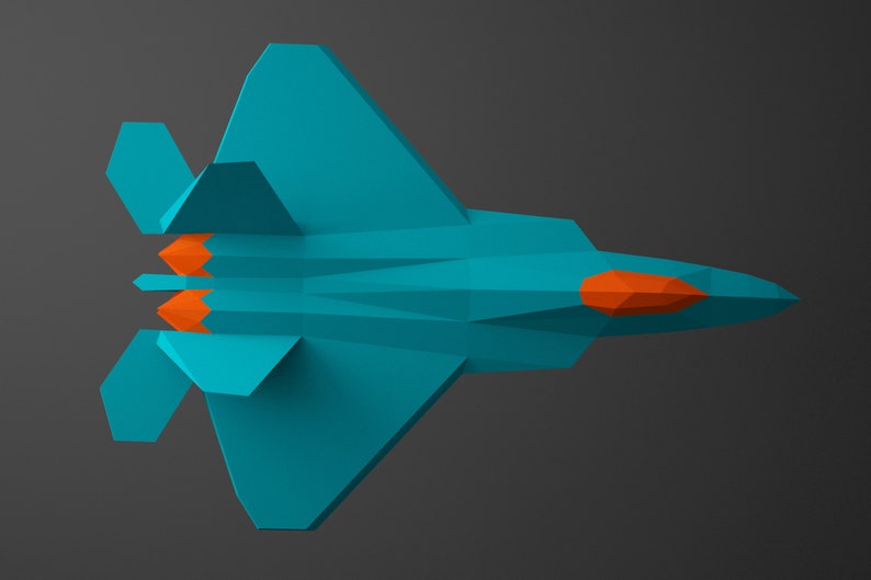 F-22 Raptor Paper Model: Low Poly Fighter Aircraft DIY Decor (PDF ...