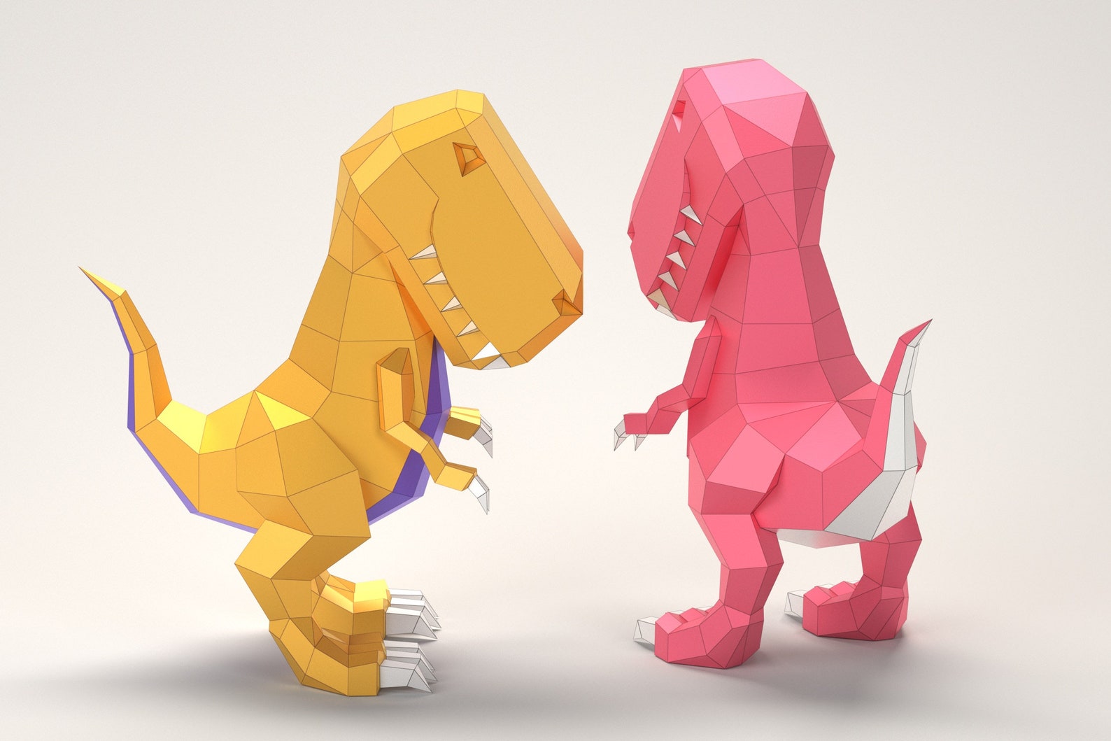 Cartoon T-rex Papercraft: Low Poly Model (PDF, SVG, DXF) - Etsy