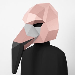 Flamingo Mask DIY, Low Poly Mask, Paper Craft Mask, Pdf Template 3D ...