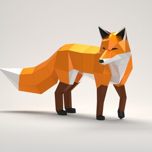 Fox Polygonal Sculpture, Low Poly Animal. PDF Template, DXF and SVG ...