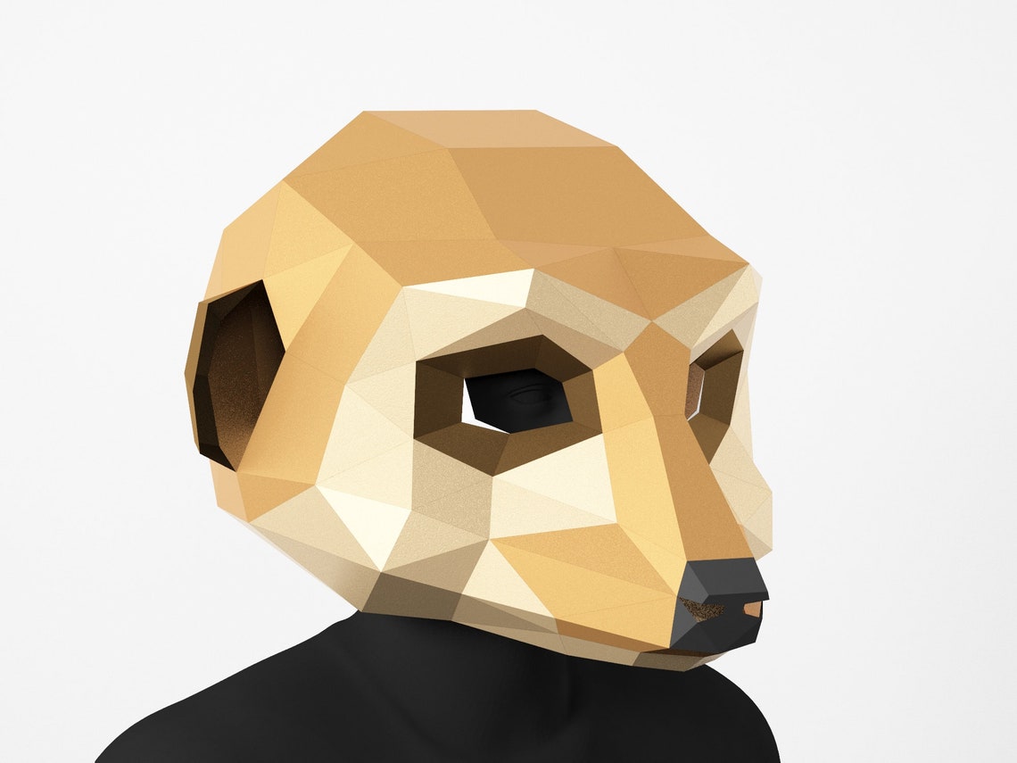 Meerkat Mask: Polygonal Papercraft 3D Mask Template (PDF) - Etsy