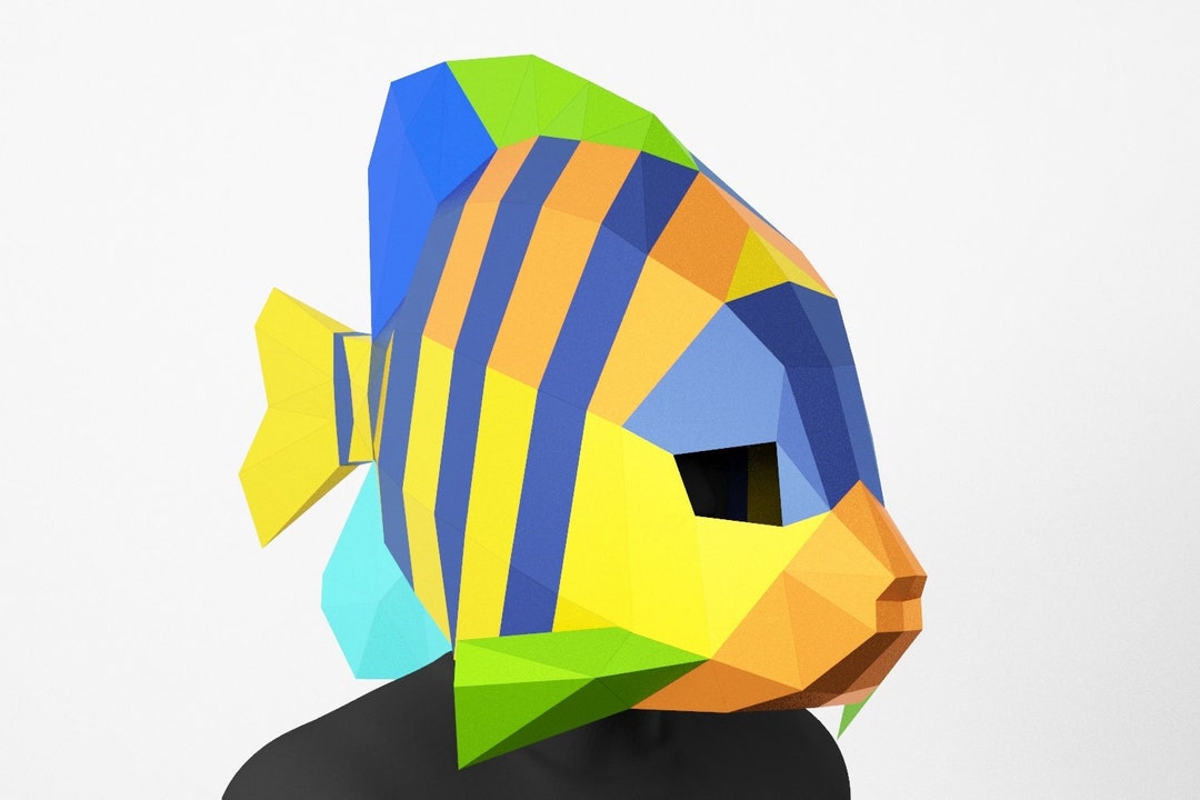 Tropical Fish Mask, PDF Template, Polygonal Paper Art, Paper Craft Pdf ...