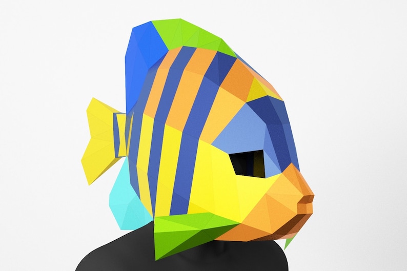 Tropical Fish Mask PDF Template Polygonal Paper Art Paper - Etsy