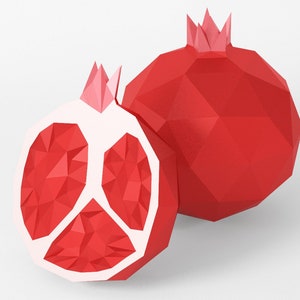 Fruit Paper, PDF Pomegranate Template, Papercraft DIY Garnet, DIY Paper ...
