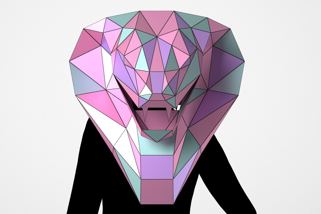 Female Snake Mask, Template Diy, Kids Mask, PDF Template Low Poly ...