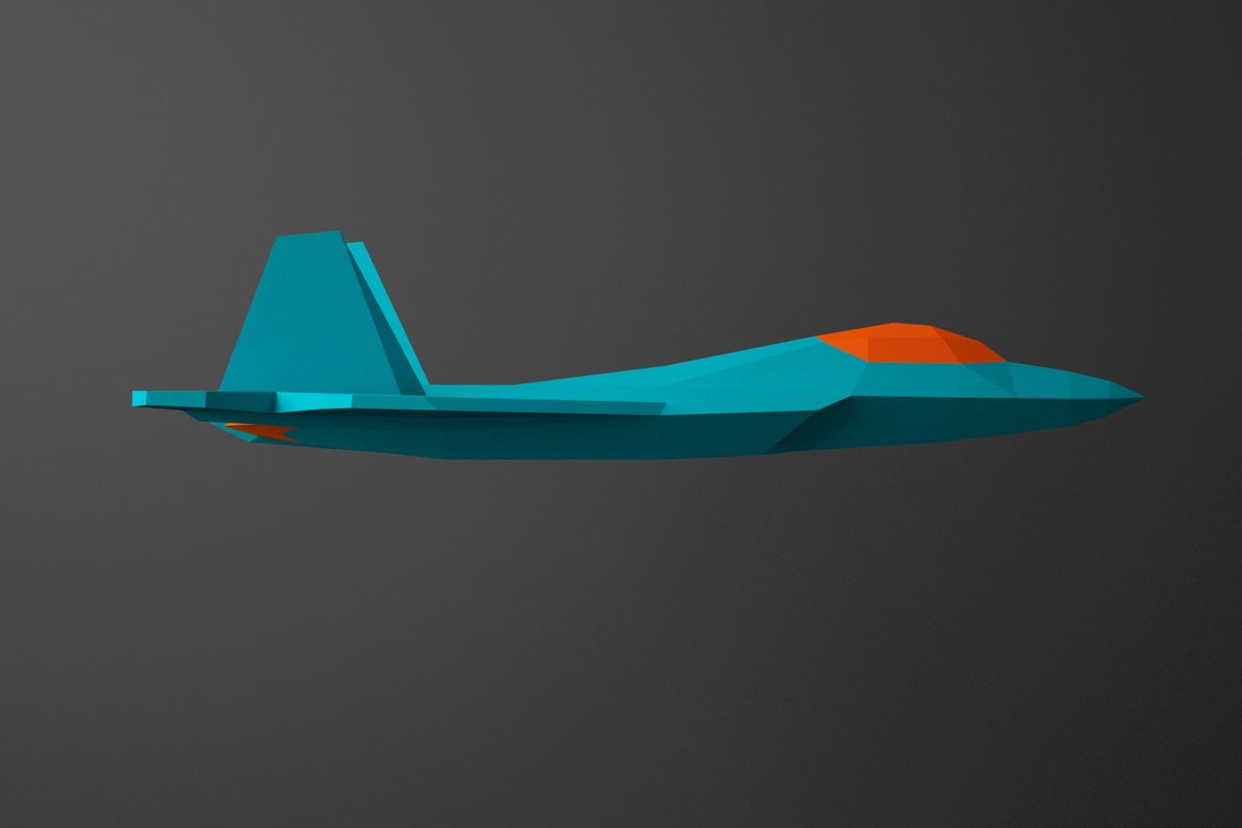 F-22 Raptor Paper Model: Low Poly Fighter Aircraft DIY Decor (PDF ...