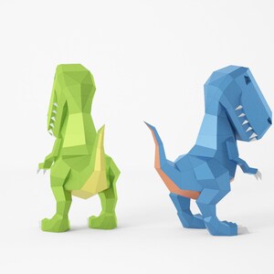 Cartoon Style T-rex Papercraft, Decor Diy, Papercraft Gift, Low Poly ...