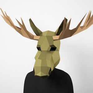 Elk Mask, Moose Mask, Kid Costume, Animal Mask, Moose Gift, Low Poly ...