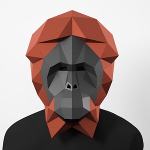 Orangutan Low Poly Mask, DIY Paper Craft Mask Orangutan, PDF Template ...