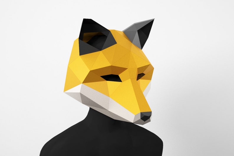 Fox Mask DIY Low Poly Mask Paper Craft Mask Pdf Template 3D - Etsy Canada